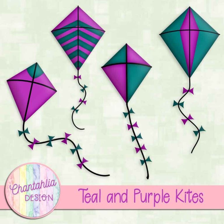 Free Teal and Purple Kites for Digital Scrapbooking