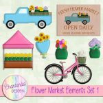 Free Flower Market Design Elements for Digital Scrapbooking