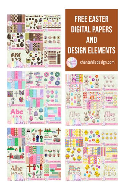 Free Easter Digital Paper and Design Element Packs