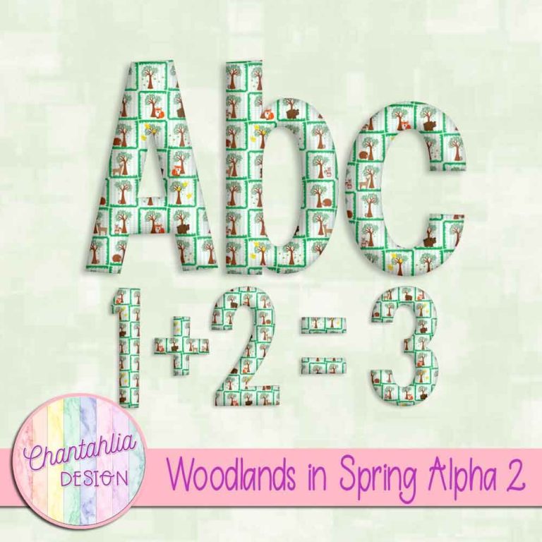 Free Alpha in a Woodlands in Spring theme for Digital Scrapbooking