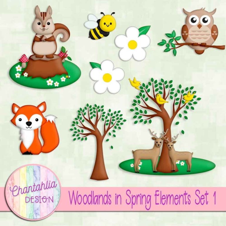 Free Woodlands in Spring Design Elements for Digital Scrapbooking