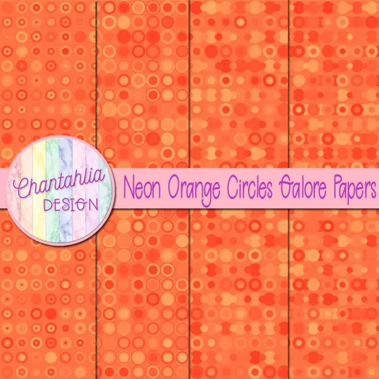 Free Digital Papers featuring Neon Orange Circles Galore Designs