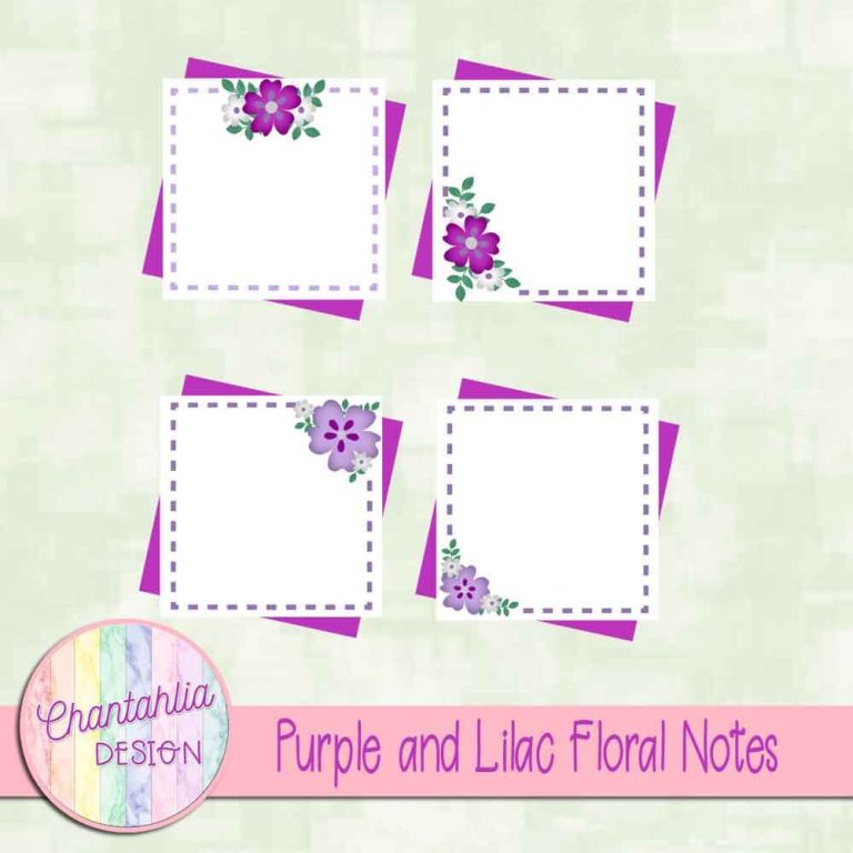 Free Purple and Lilac Floral Notes for Digital Scrapbooking