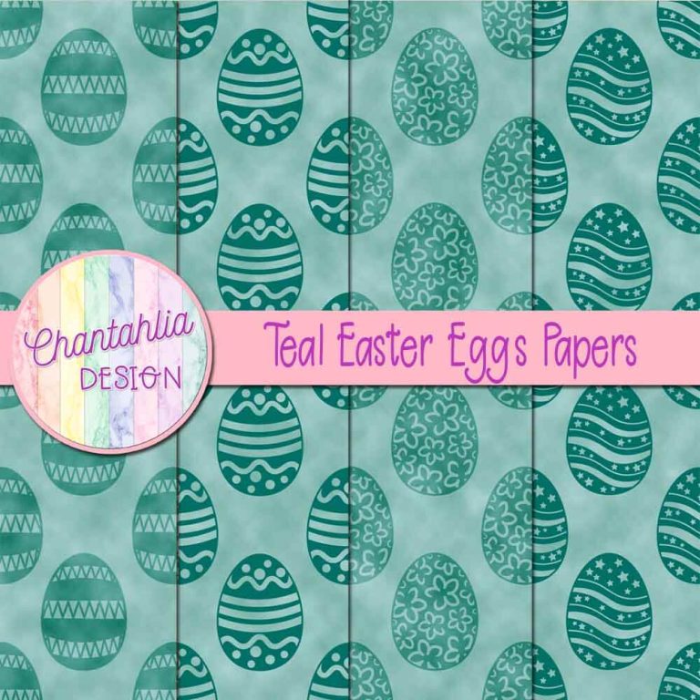 Free Digital Papers featuring Teal Easter Eggs Designs
