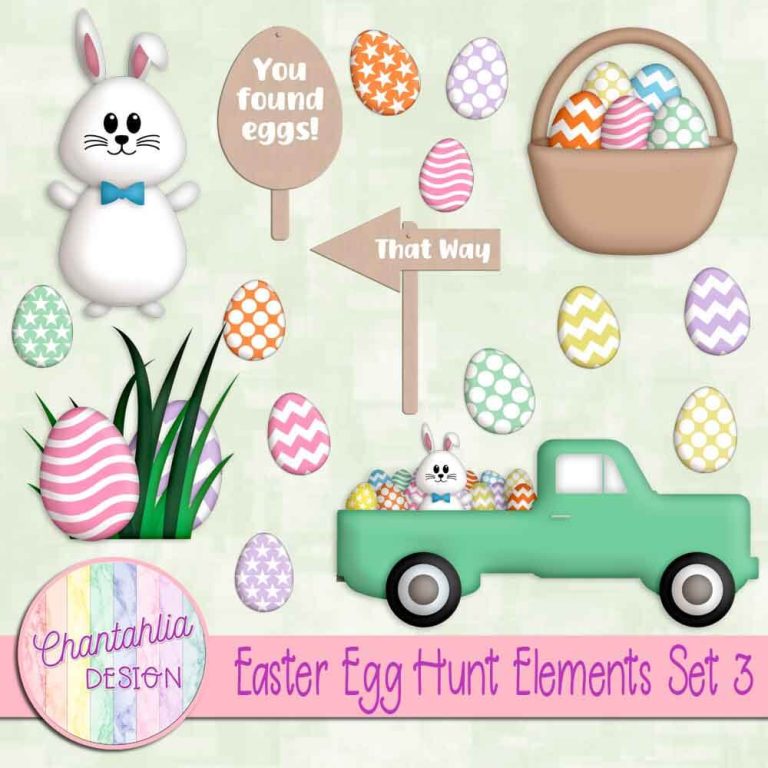 Free Easter Egg Hunt Design Elements for Digital Scrapbooking