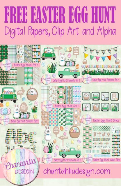Free Easter Digital Paper and Design Element Packs