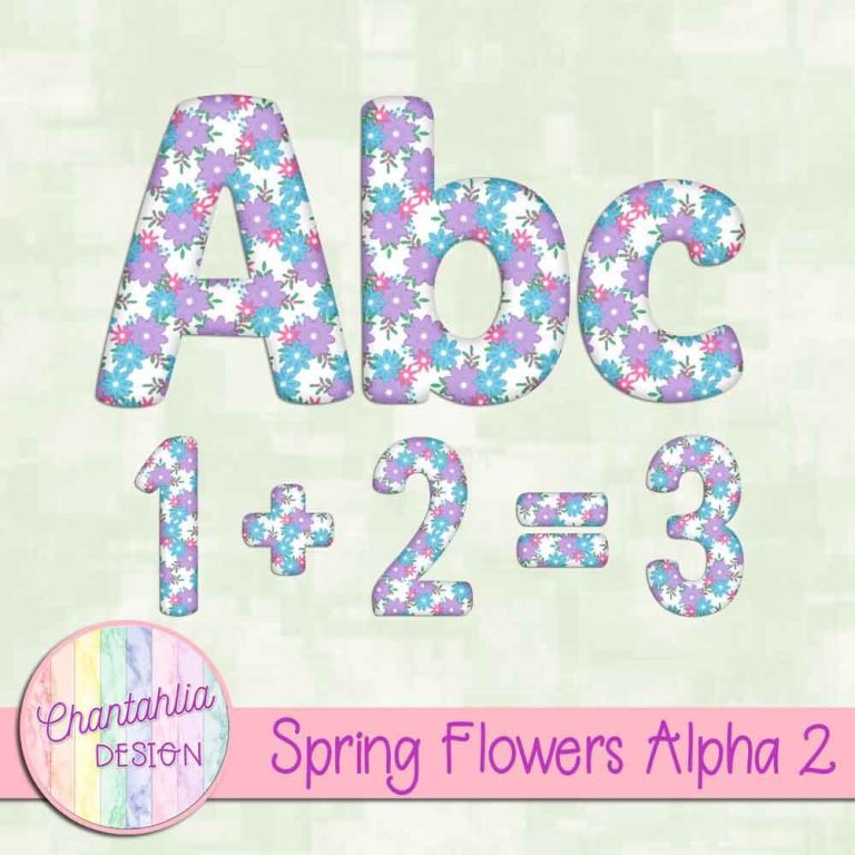 Free Alpha in a Spring Flowers theme for Digital Scrapbooking