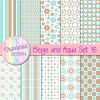 Free Beige and Aqua Patterned Digital Papers Set 16