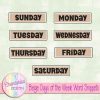 Free Days of the Week Word Snippets in Beige