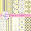 Free Grey and Daffodil Patterned Digital Papers Set 16