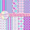 Free Neon Purple and Free Neon Blue Patterned Digital Papers Set 16