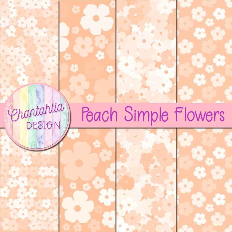 Free Digital Papers featuring Peach Simple Flowers Designs