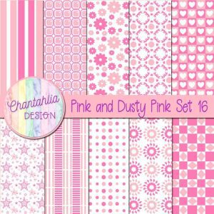 Free Pink and Dusty Free Pink Patterned Digital Papers Set 16