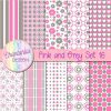 Free Pink and Grey Patterned Digital Papers Set 16
