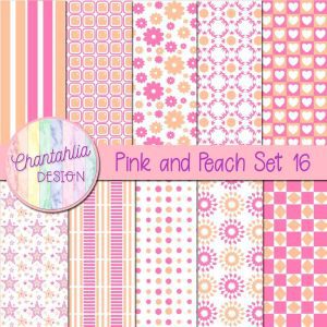Free Pink and Peach Patterned Digital Papers Set 16