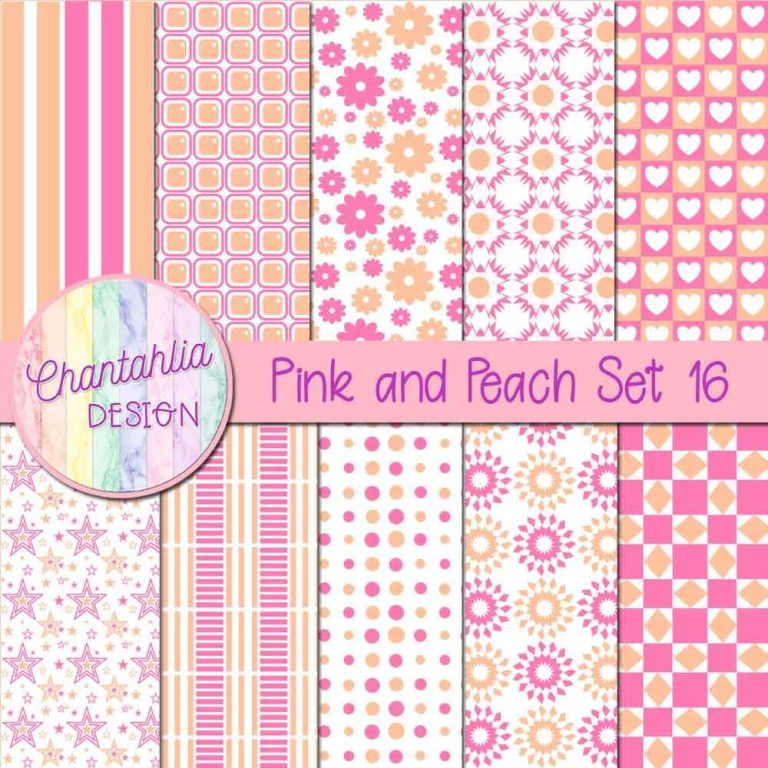 Free Pink and Peach Patterned Digital Papers Set 16