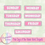 Free Days of the Week Word Snippets in Pink