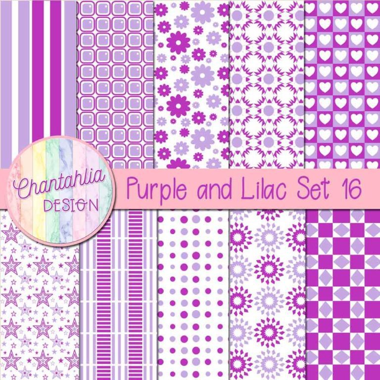 Free Purple and Lilac Patterned Digital Papers Set 16