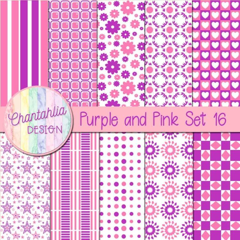 Free Purple and Pink Patterned Digital Papers Set 16