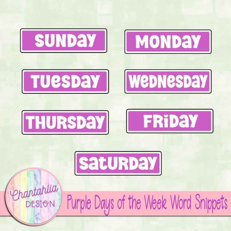 Free Days of the Week Word Snippets in Purple