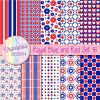 Free Royal Blue and Red Patterned Digital Papers Set 16