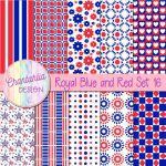 Free Royal Blue and Red Patterned Digital Papers Set 16
