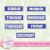 Free Days of the Week Word Snippets in Royal Blue