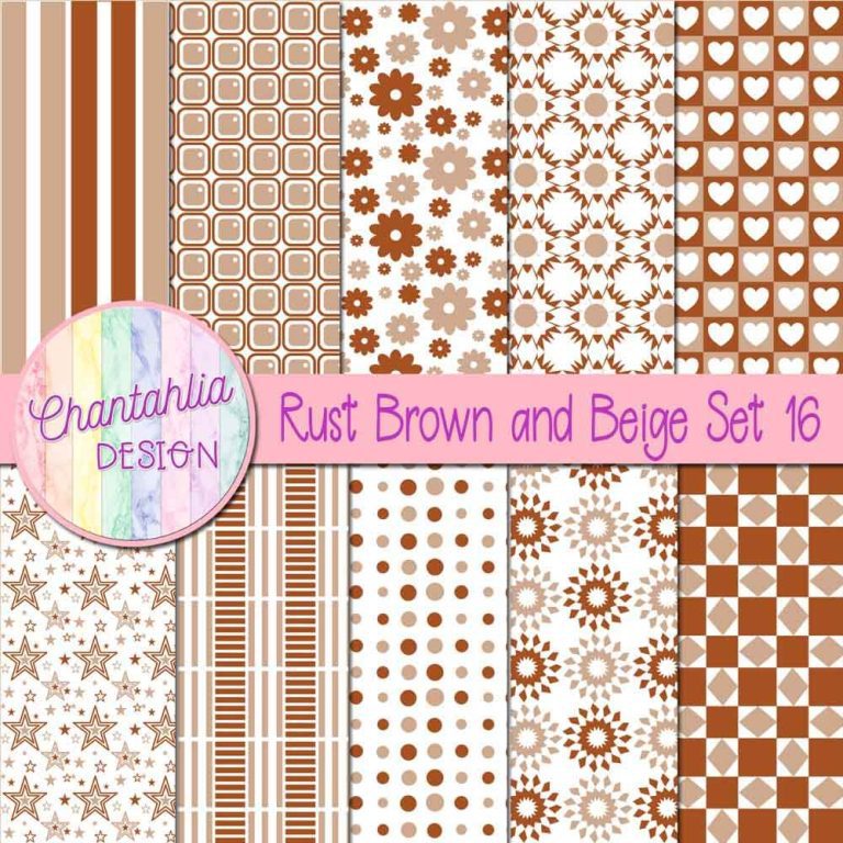 Free Rust Brown and Beige Patterned Digital Papers Set 16