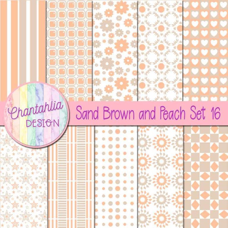 Free Sand Brown and Peach Patterned Digital Papers Set 16