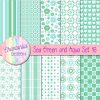 Free Sea Green and Aqua Patterned Digital Papers Set 16