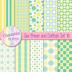 Free Sea Green and Daffodil Patterned Digital Papers Set 16