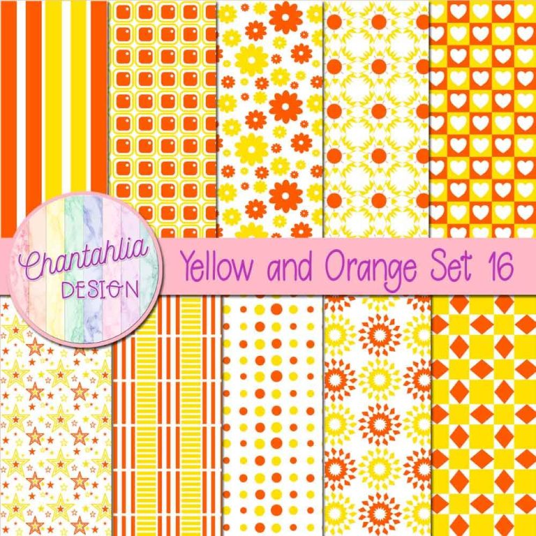 Free Yellow and Orange Patterned Digital Papers Set 16