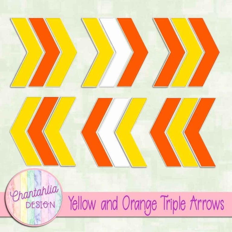 Free Yellow and Orange Triple Arrows for Digital Scrapbooking