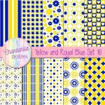 Free Yellow and Royal Blue Patterned Digital Papers Set 16