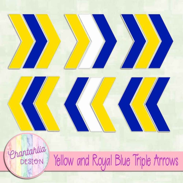 Free Yellow and Royal Blue Triple Arrows for Digital Scrapbooking