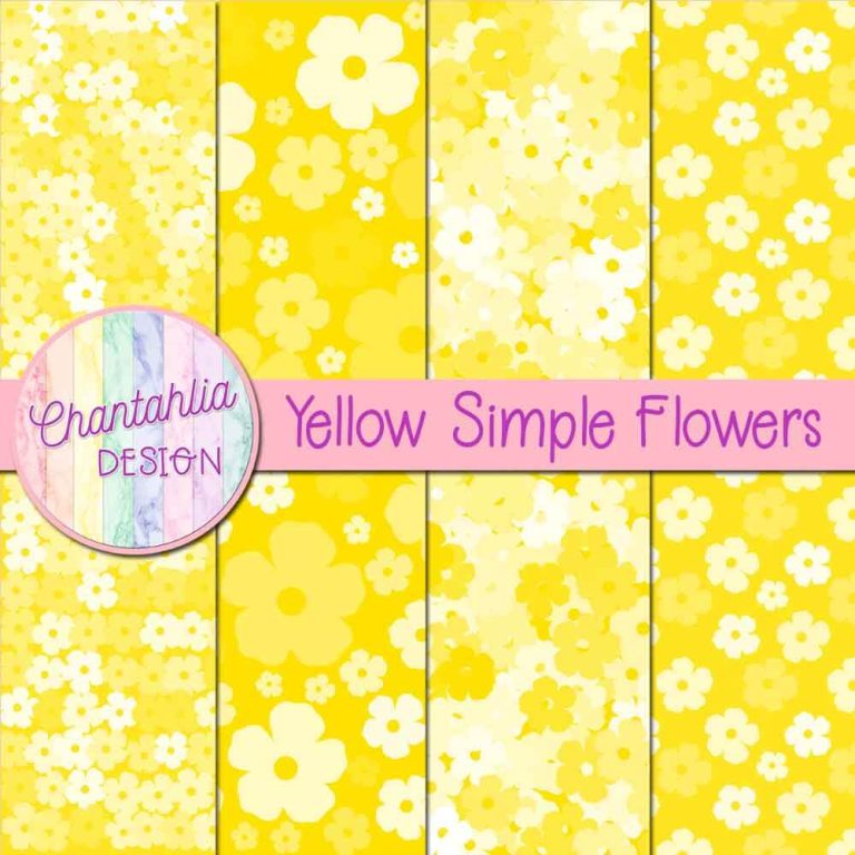 Free Digital Papers featuring Yellow Simple Flowers Designs