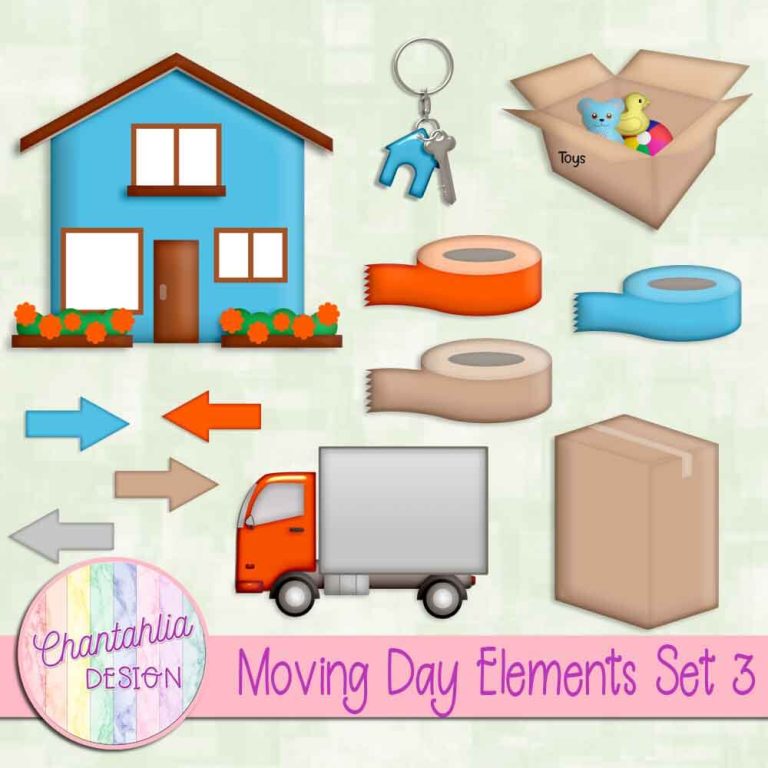 Free Moving Day Design Elements for Digital Scrapbooking