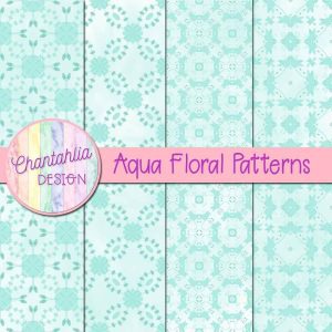 Free Digital Papers featuring Aqua Floral Patterns