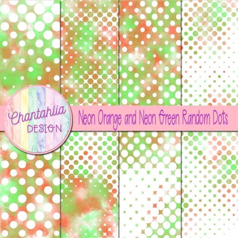 Free Neon Orange and Free Neon Green Digital Papers with Random Dots ...