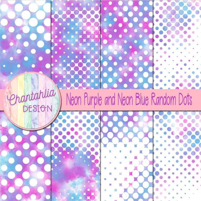 Free Neon Purple and Free Neon Blue Digital Papers with Random Dots Designs