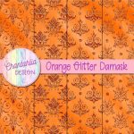 Free Digital Papers featuring Orange Glitter Damask Designs