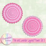 Free Pink and Lavender Layered Paper Flowers for Digital Scrapbooking