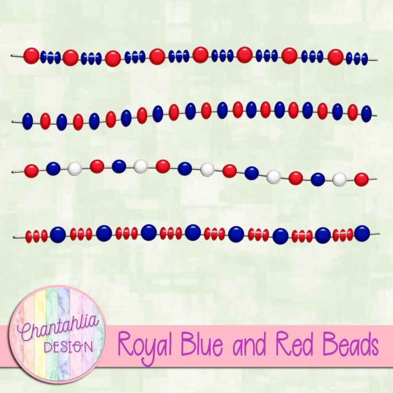 Free Royal Blue and Red Beads Design Elements for Digital Scrapbooking