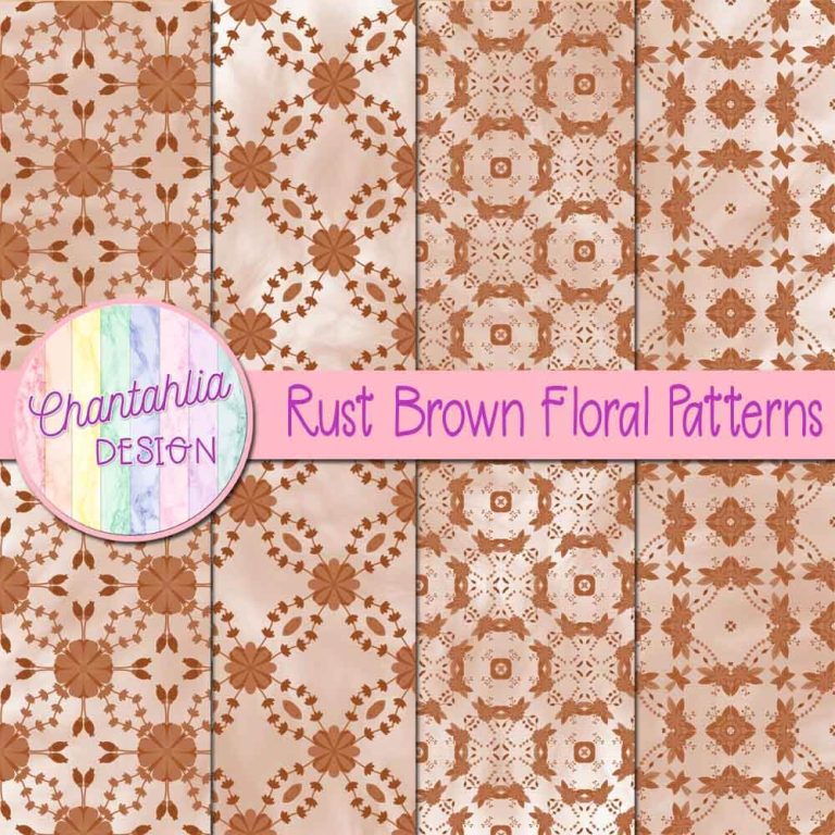 Free Digital Papers featuring Rust Brown Floral Patterns