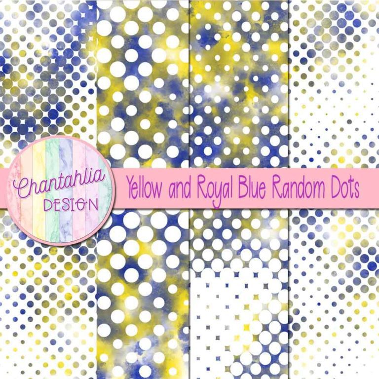 Free Yellow and Royal Blue Digital Papers with Random Dots Designs