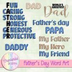 Free Word Art in a Father's Day Theme for Digital Scrapbooking
