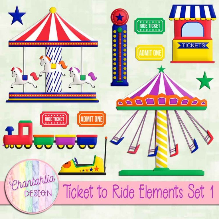 Free Ticket to Ride Design Elements for Digital Scrapbooking