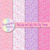 Free Pink, Lilac and Dusty Pink Digital Papers with Ditsy Flowers Designs