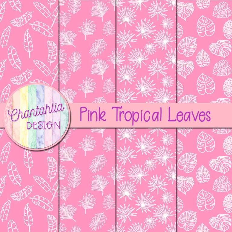 Free Digital Papers featuring Pink Tropical Leaves Designs