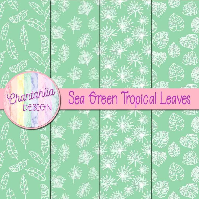 Free Digital Papers featuring Sea Green Tropical Leaves Designs